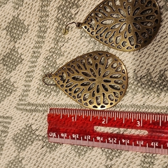Source Unknown | Jewelry | Bronze Drop Cut Out Earrings | Poshmark